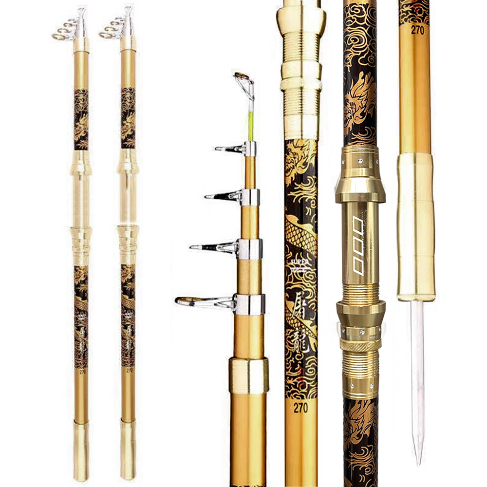 Spinning Telescopic Fishing Rods Hard Tail Pen Pole 2.1m 2.4m 2.7m 3m 3 ...