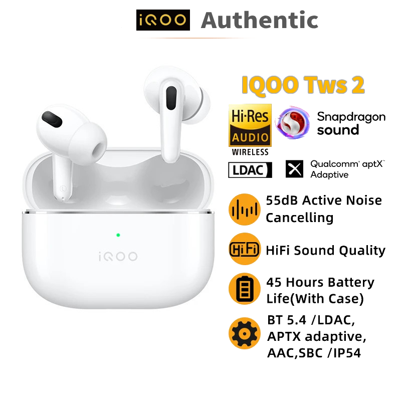 VIVO IQOO TWS 2 55dB Active Noise Cancelling True Wireless Earphone TWS ...