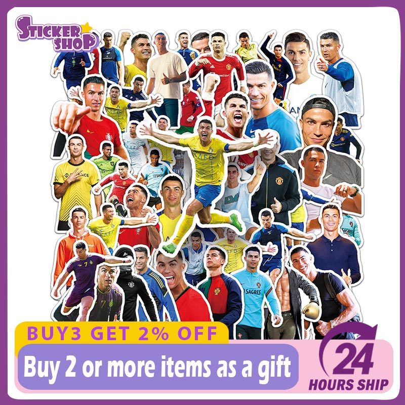 50Pcs Soccer Star Cristiano Ronaldo Stickers Waterproof Decoration Car ...