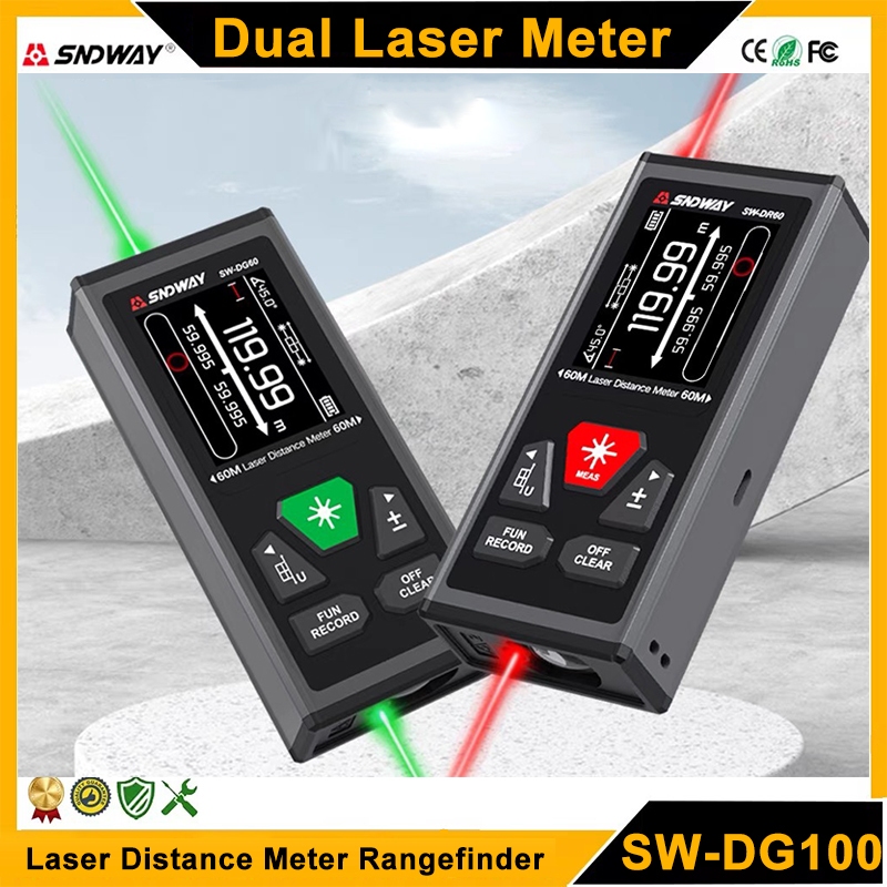SNDWAY Dual Laser Distance Meter Bilateral Laser Rangefinder 60/100M ...