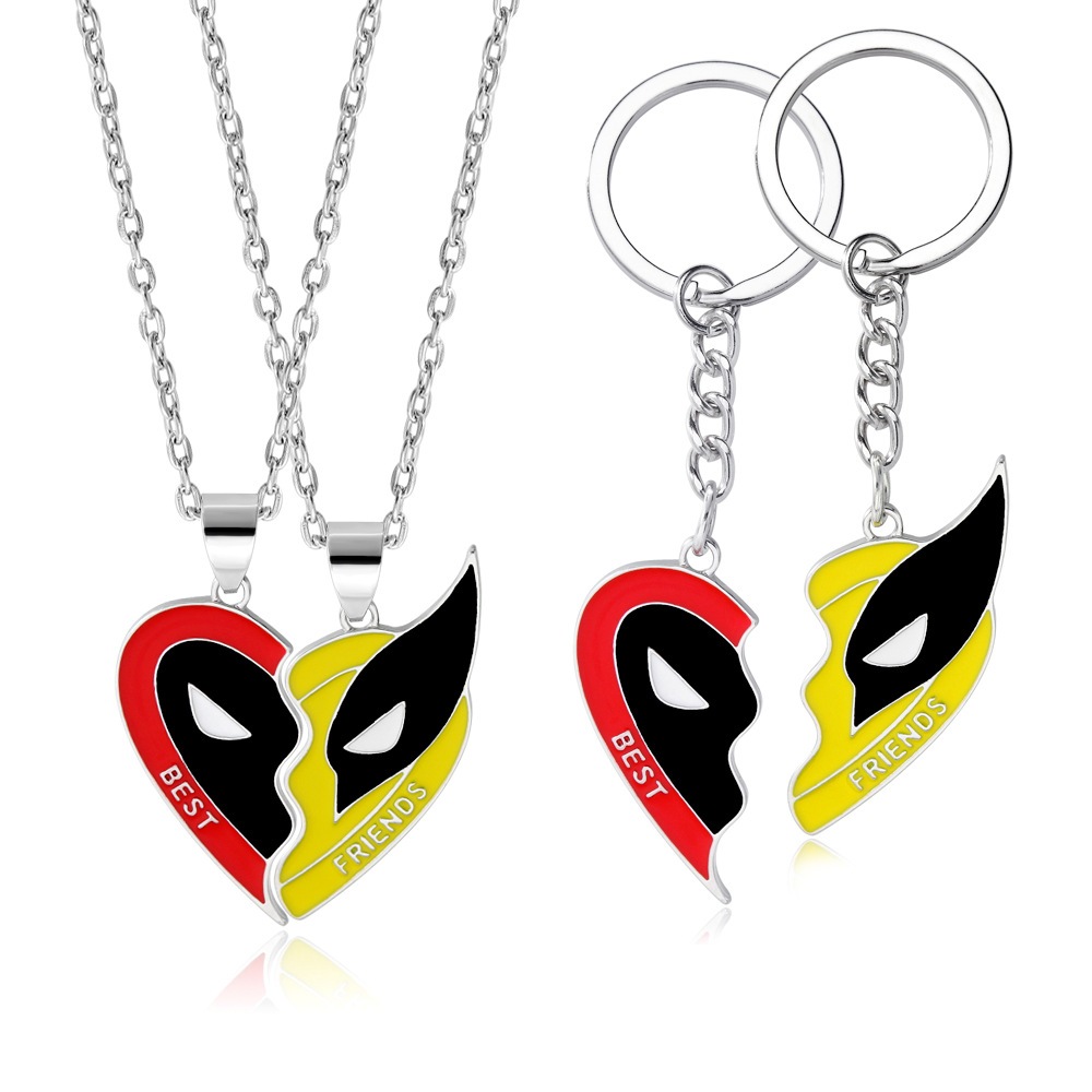 2Pcs Deadpool And Wolverine Necklace Couple Best Friends Pendant Gift ...