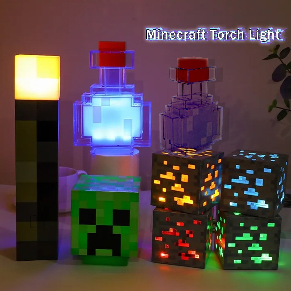 Minecraft Torch Light with Sounds Voice Control, Potion Bottle Creeper ...