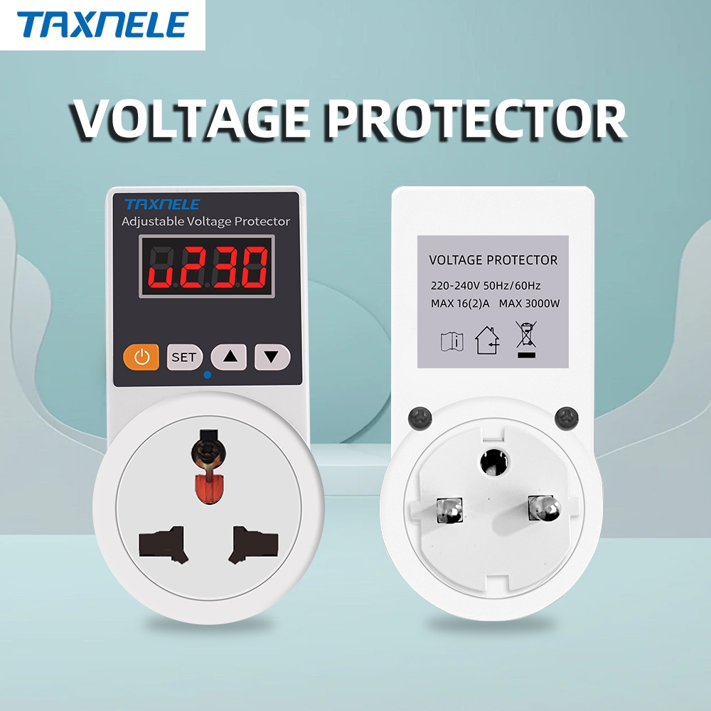 AC 220V 16A Automatic Voltage Protector Socket Adjustable EU Plug ...