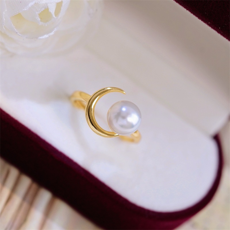 Freshwater Pearls Gold-plated exquisite meniscus ring semi-finished ...