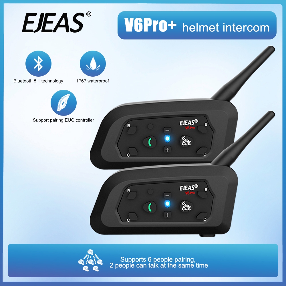 1/2Pcs Type-C EJEAS V6 Pro Motorcycle Bluetooth Helmet Intercom Headset ...