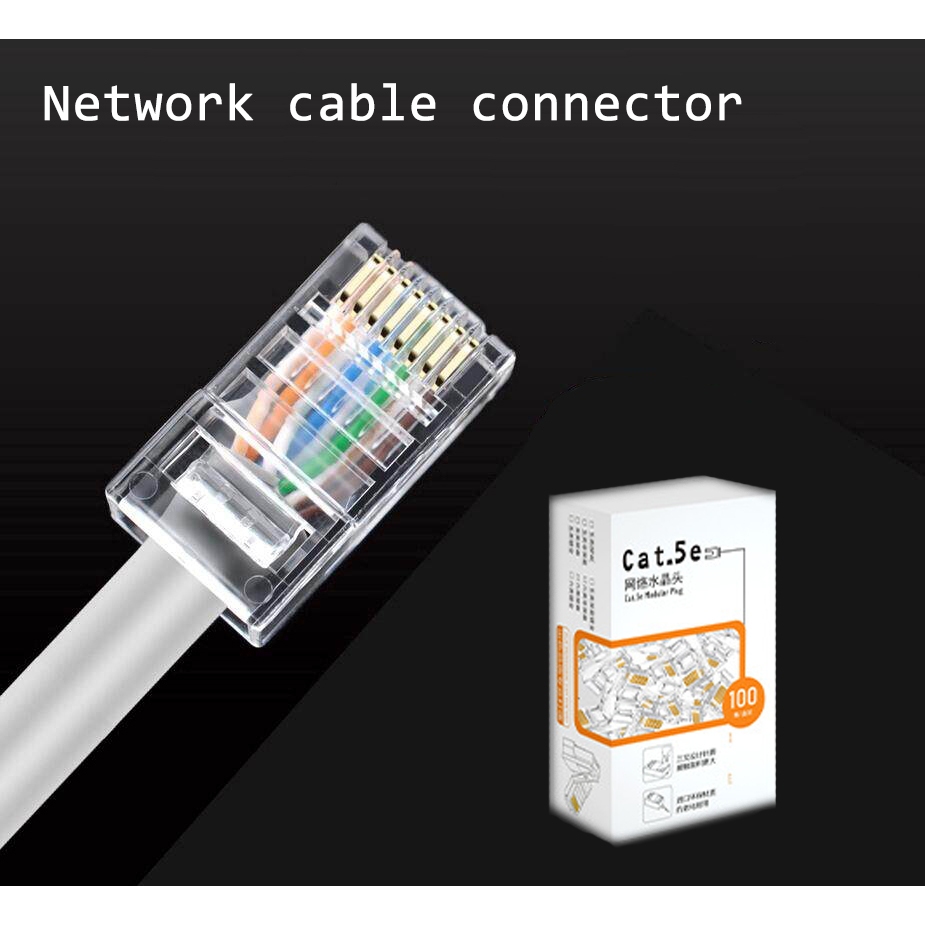 100PCS RJ45 RJ-45 CAT5 CAT5E Modular Cable Ethernet Connector Gold ...