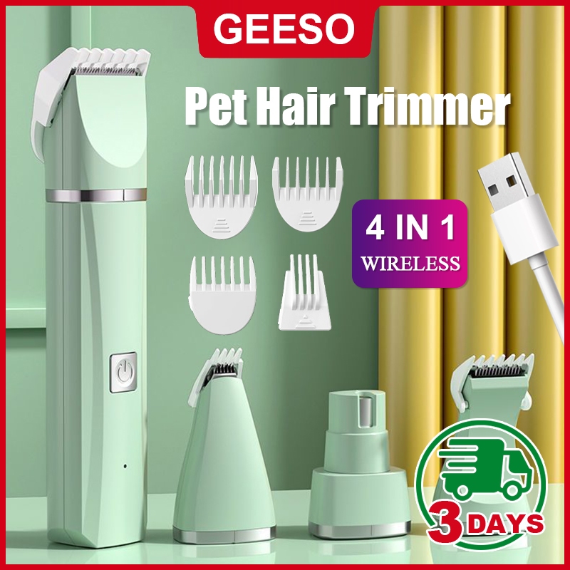 GEESO 4 IN 1 Pet Hair Clipper Grooming Kit Nail Grinder Pet Shaver ...