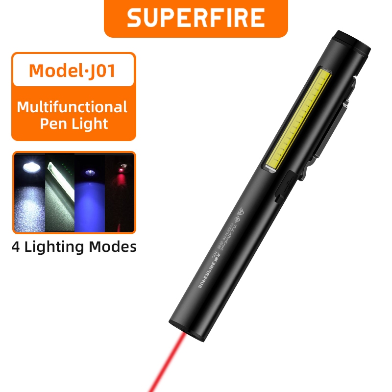 SUPERFIRE J01 4 In 1(UV/LED/COB) Flashlight Work Light Waterproof Super ...