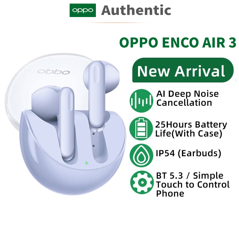 OPPO ENCO Air 3 TWS Earphone Wireless Bluetooth Earbuds AI Noise ...