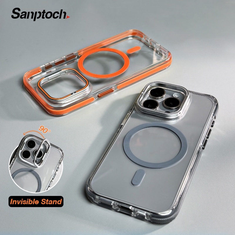Sanptoch For Magnetic Invisible Stand Phone Case For iPhone 16 / 15 ...