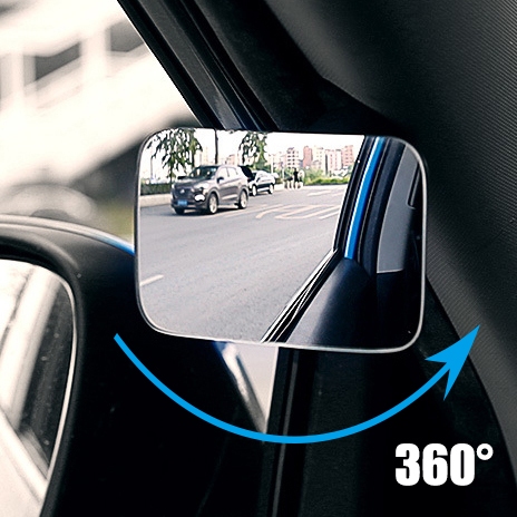 Car Interior Auxiliary Mirror 360 Degree Adjustable HD Rimless Blind ...