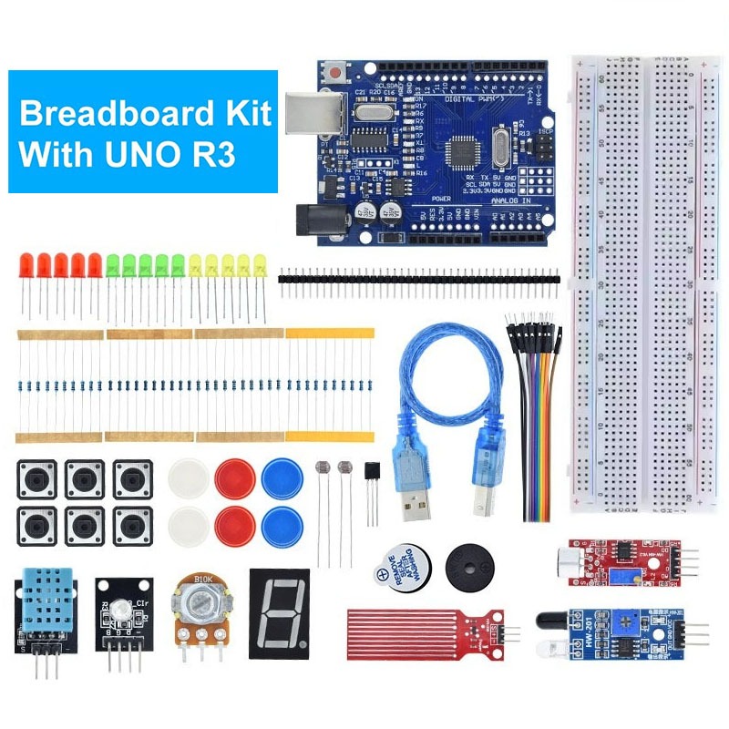 Starter Kit For Arduino Uno R3 Breadboard Basic Simple Learning Kit