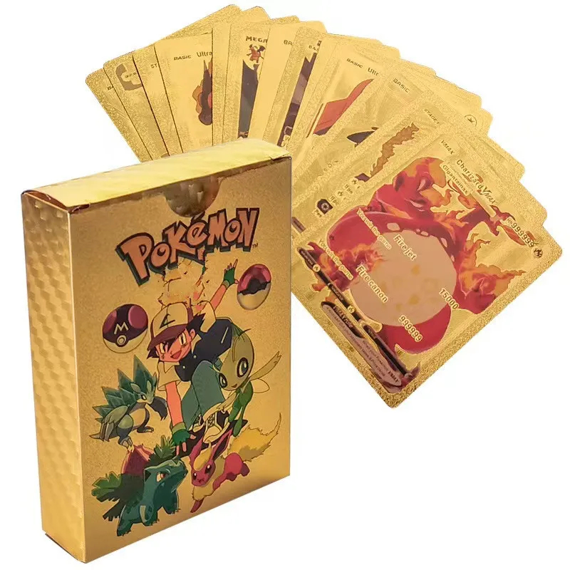 Big Mac 110pcs New Pokemon Cards Metal Gold Silver Black Vmax GX Energy ...
