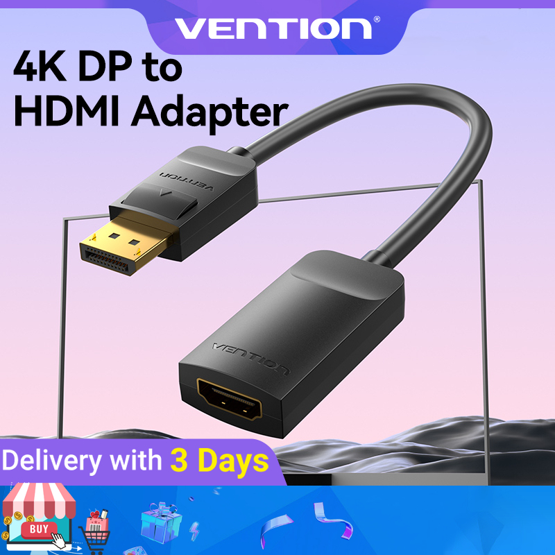 Vention DP to HDMI Adapter DisplayPort Male to HDMI Female 4K 30HZ ...