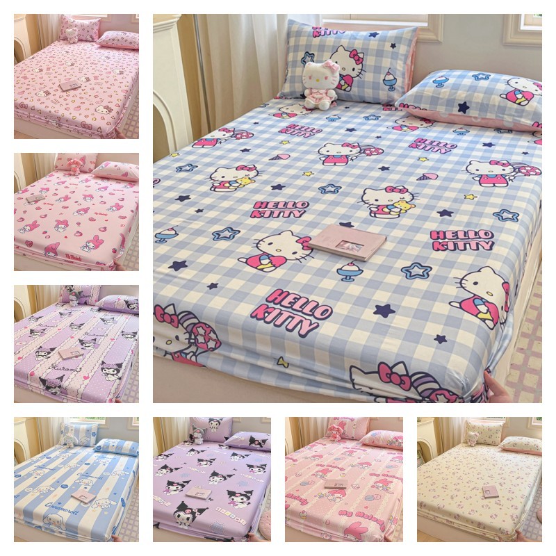 New Cadar 1 PC Cartoon Sanrio KT Cat Print Fitted Sheet For Kids High ...