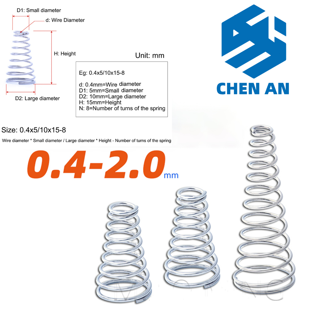 0.4mm~0.9mm Tower Spring 304 Stainless Steel Conical Compression ...
