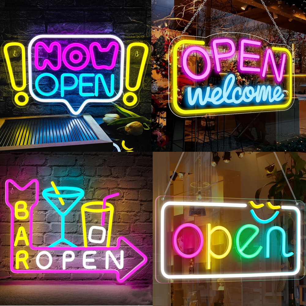 LED Open Signs for Business, Open Welcome LED Neon Sign Light, Bright ...