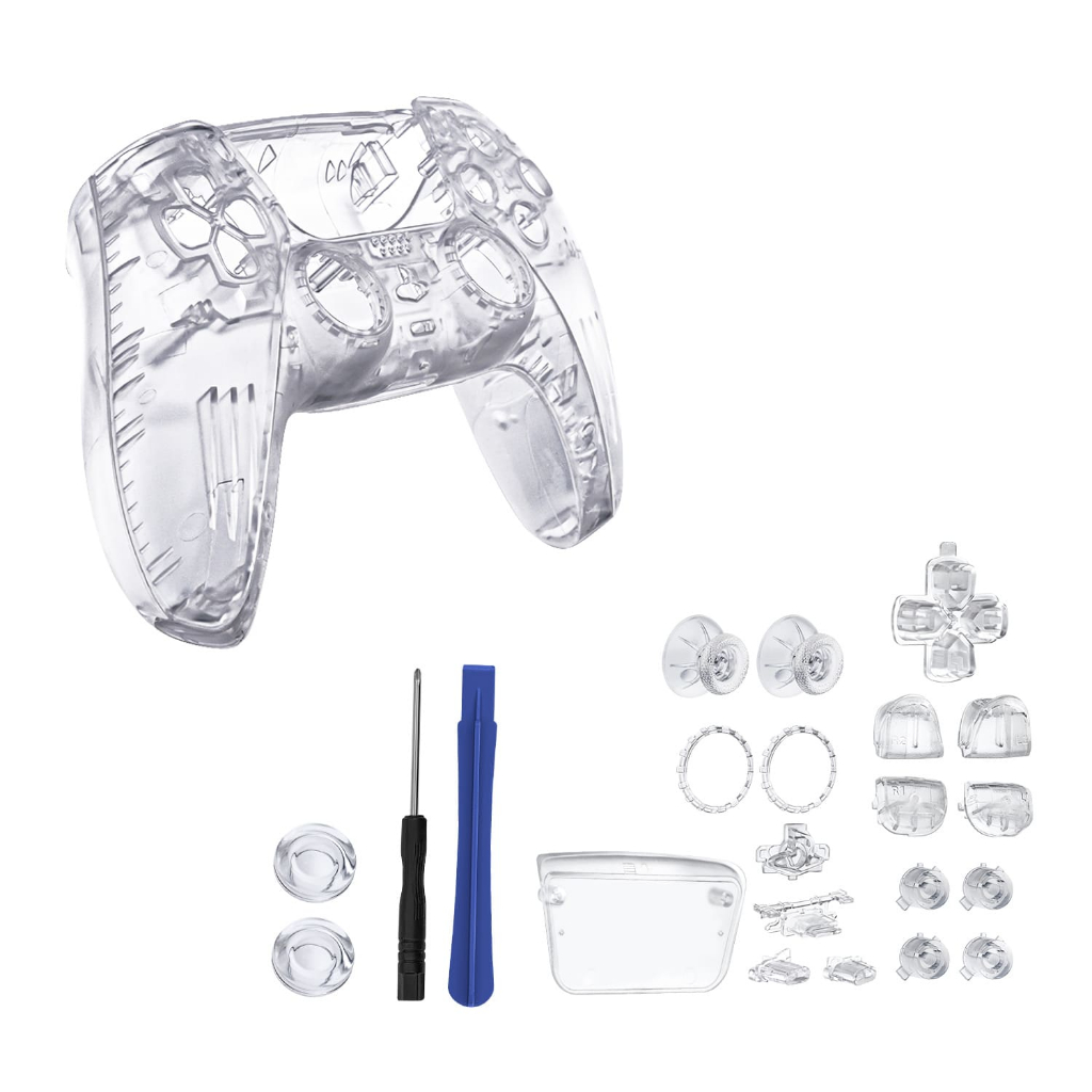 Transparent Case with Replacement Push Button Set for PS5 Controller (Model:PS5 BDM-010 ...