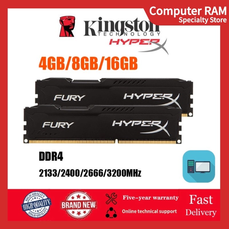 Kingston HyperX FURY Desktop PC Ram 8GB 16GB DDR3 DDR4 2133MHz 2400MHz 2666MHz 3200MHz Desktop ...