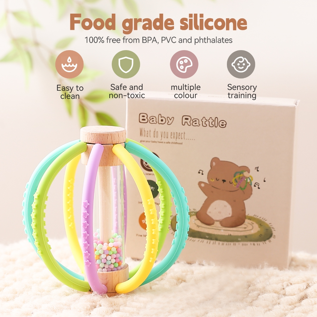 Baby Rattle Sensory Teether Manhattan Ball Baby Teething Toys BPA FREE ...