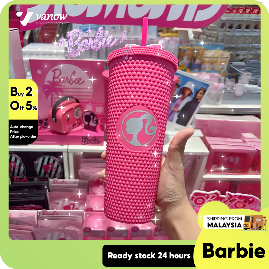 𝐯𝐚𝐧𝐨𝐰 READY STOCK710ml Barbie Cup Bling Pink Tumbler Acrylic Cold Cup ...