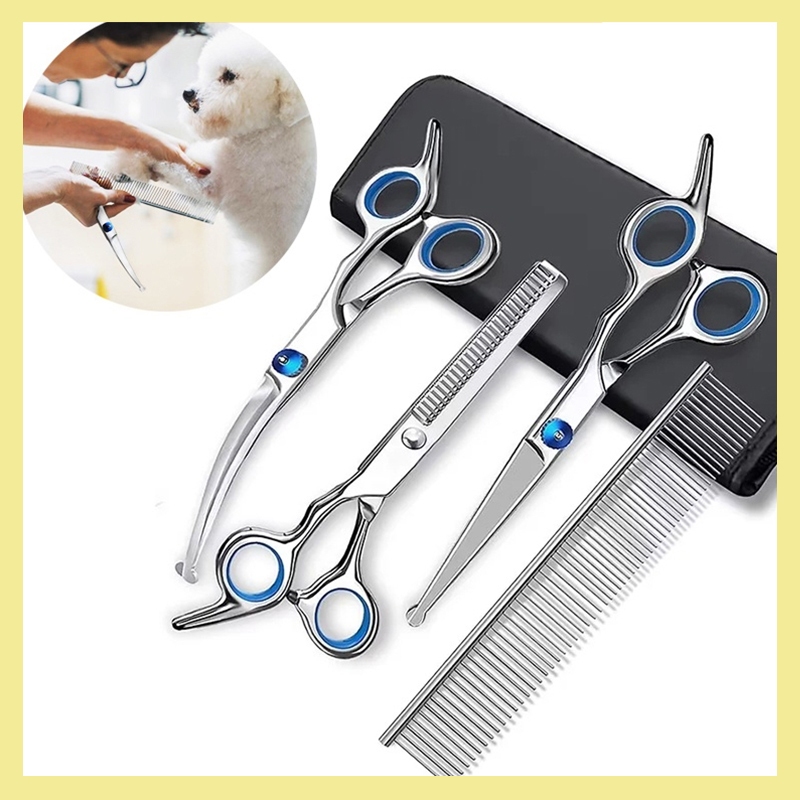 Pet Dog Grooming Scissors Curved Cut Sharp Edges Animal Cat Hair ...