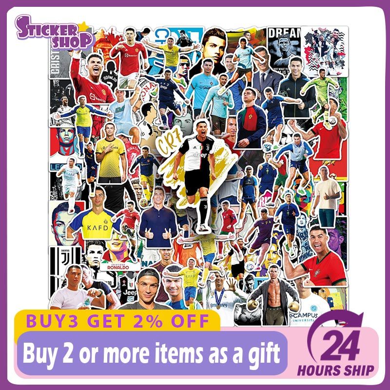 102Pcs Football Star Cristiano Ronaldo Stickers Waterproof Decoration ...