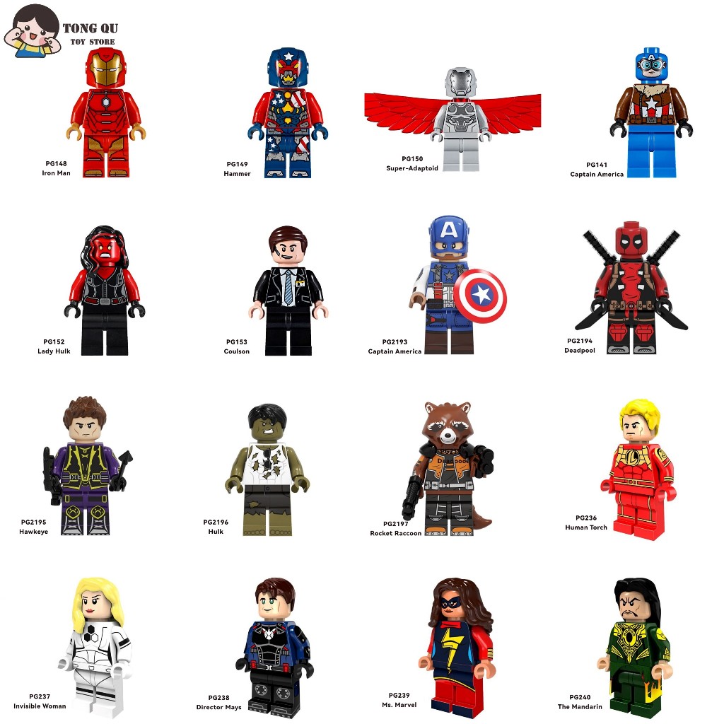 Superhero Minifigures Iron Man Hulk Building Block Dolls Collectible ...