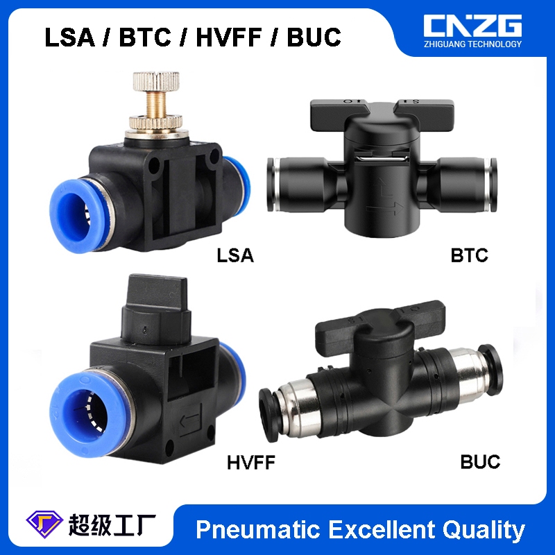 OD 6mm 8mm 10mm 12mm Air Pneumatic Hose Tube Hand Valve Valves 2 Way Flow Limiting Speed Control ...