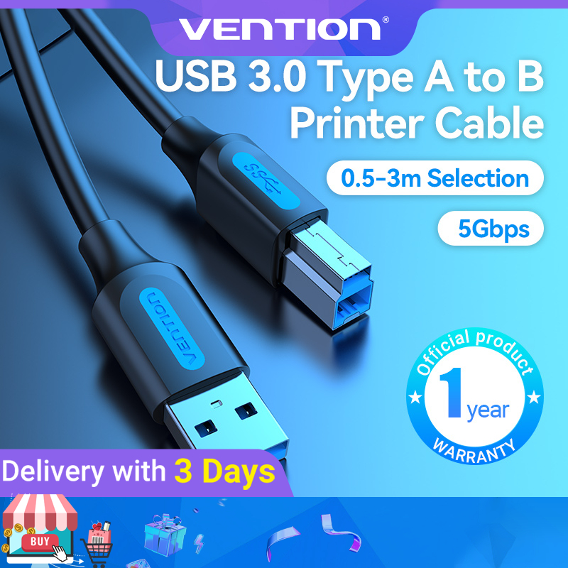 Vention USB 3.0 Cable Square Connector USB A to USB B Male to Male 2A ...