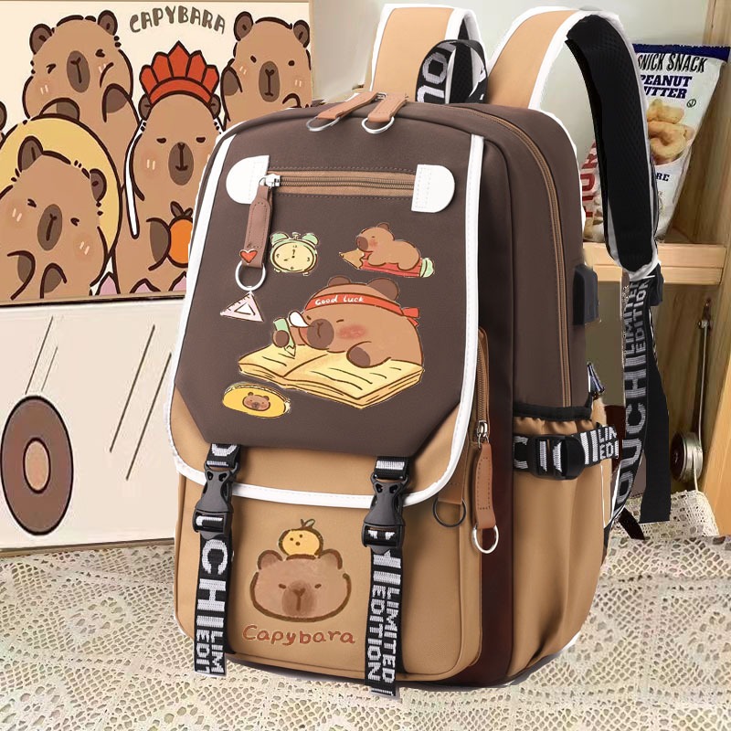 Student kapibala backpack cute female capybara large capacity school ...