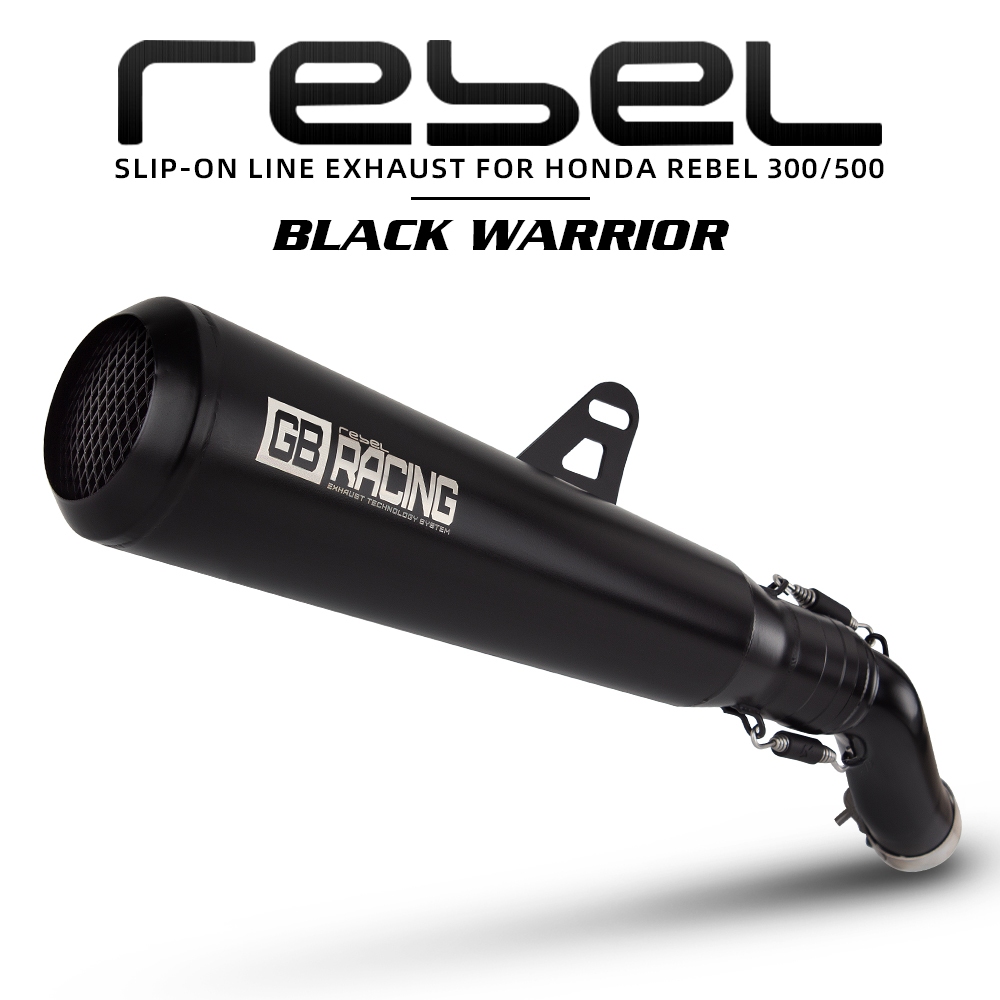 GB Racing black warrior exhaust slip on line for honda rebel300 ...