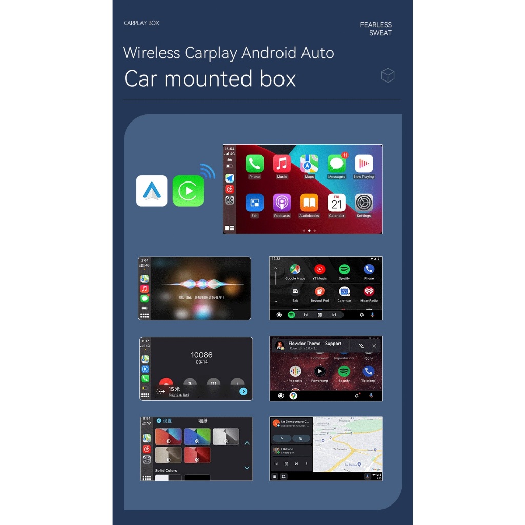 Carplay Adapter 2-in-1 Android Apple Car Wired to wireless car adapter ...