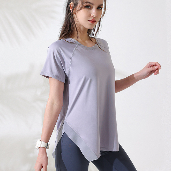 Loose Yoga Clothes Tops Short Sleeve Running T-Shirts Sports Fitness ...