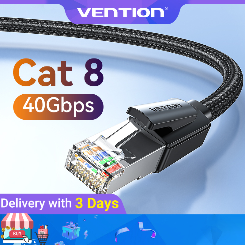 Vention Cat8 Ethernet Cable Fast Speed 40Gbps SFTP Cotton Braided RJ45 ...