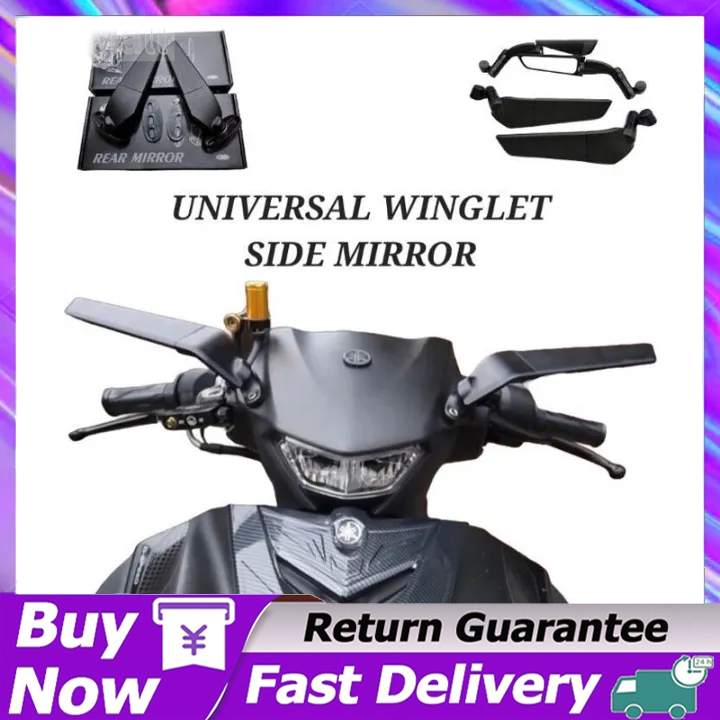FOR Universal MOTORCYCLE Winglet Rearview Mirrors V2 Alloy NINJA ...
