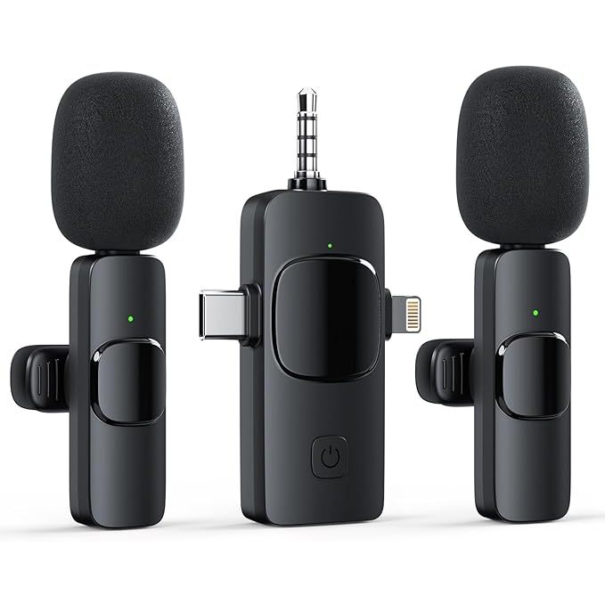 3 in 1 Wireless Lavalier Microphone for iPhone Android Camera USB-C ...