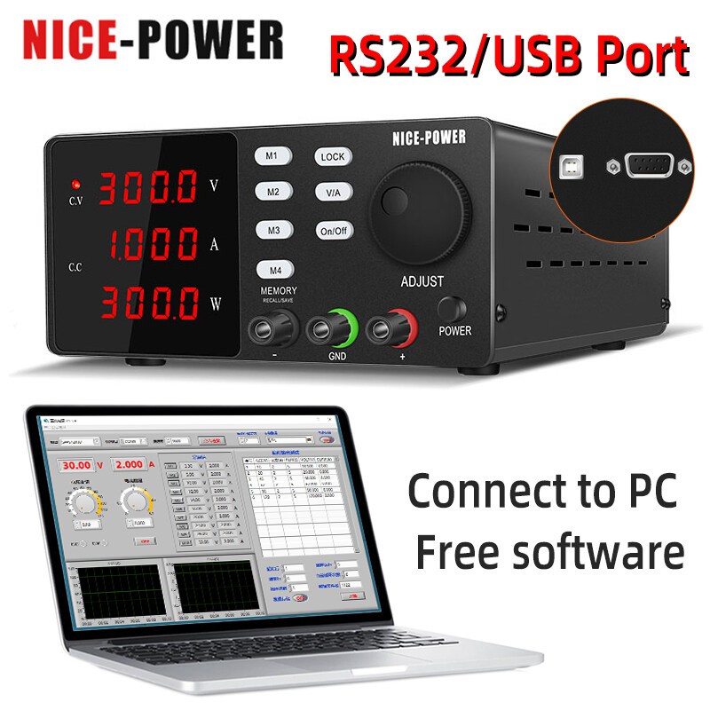 NICE-POWER 600V 1A Lab DC Power Supply Adjustable 30V 10A Programmable ...
