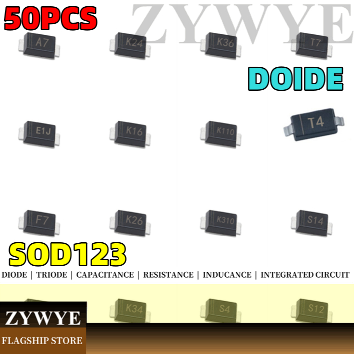50pcs 1N4007W A7 F7 T7 S4 K14 K310 T4 T3 SL T7 Diode SOD123 1N4148 ...
