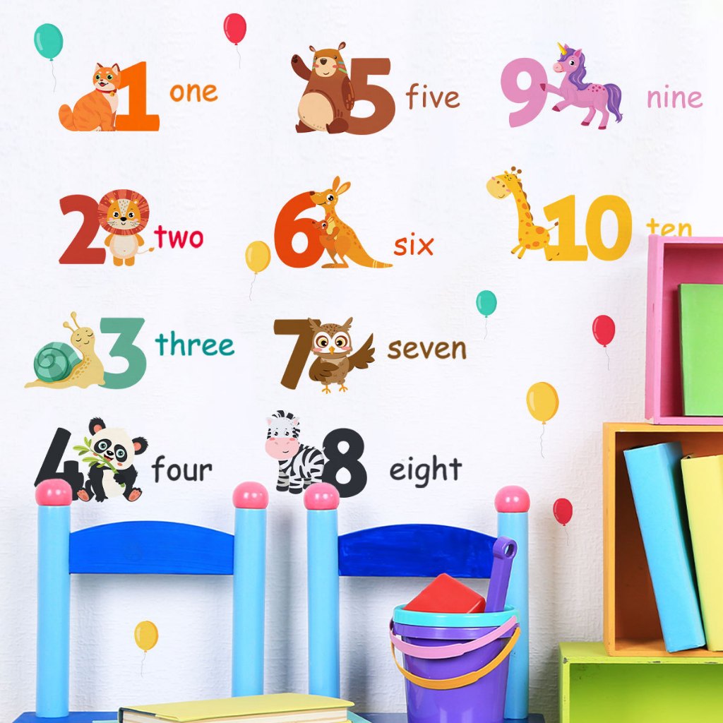Wall Stickers Number Wall Decals Stickers Educational Learning Wall ...