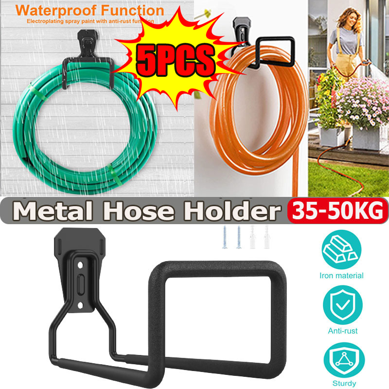 5PCS Metal Hose Holder Heavy Duty Hose Hanger Wall Mounted Garden Water ...