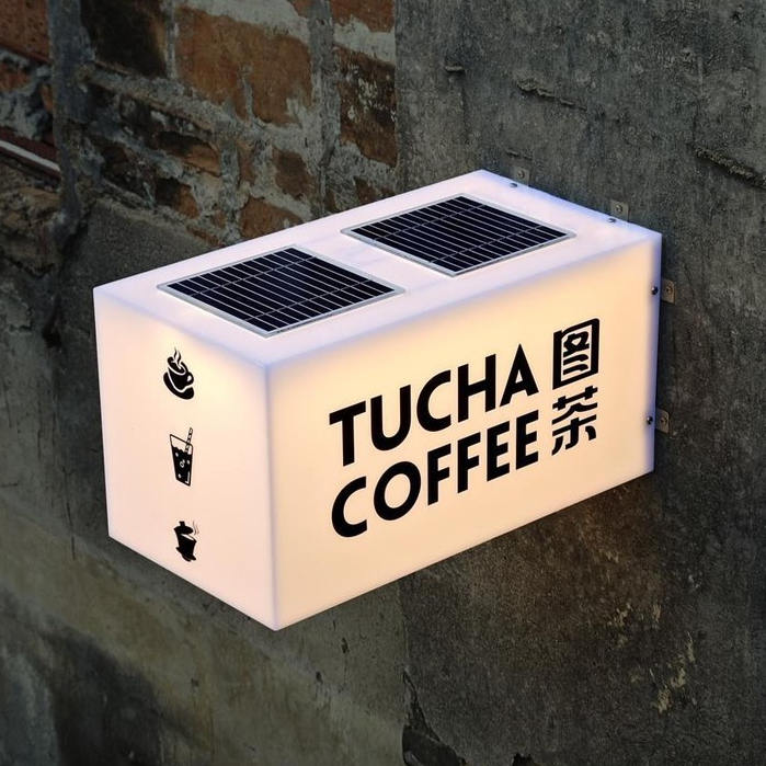 Custom Signboard Solar Side Hanging Acrylic Light Box Billboard ...
