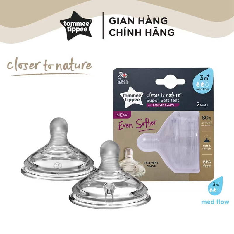 Tommee Tippee Closer to Nature Bottle Teat Super Soft Knob Slow/Medium ...