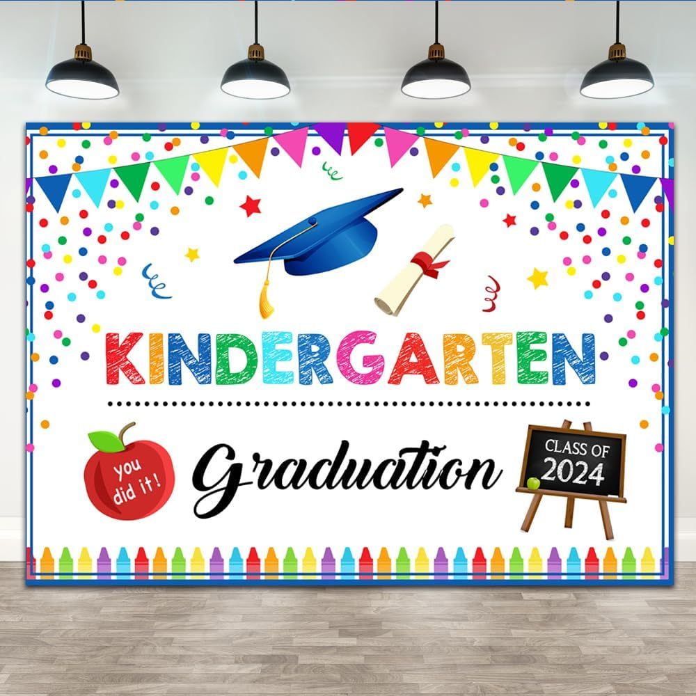 5x3ft Kindergarten Graduation Photography Backdrop Colorful Congrats ...