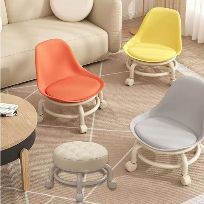 Eames Swivel Low Stool With Wheel Children Small Chair Round Stool With ...