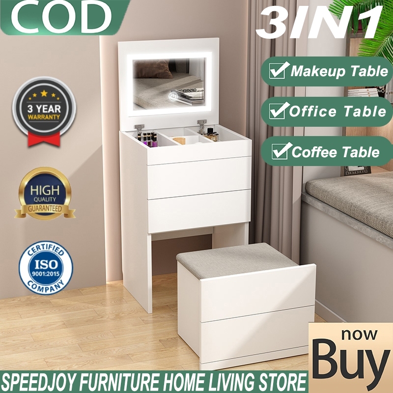 Dressing Table With Mirror Makeup Table With Storage Stool Almari Meja ...