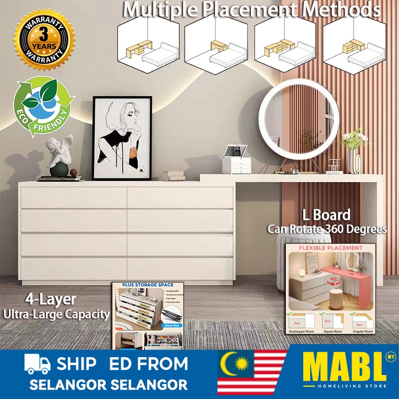 Vanity Table With Storage Cabinet Dressing Table With Chest Drawer 4 ...