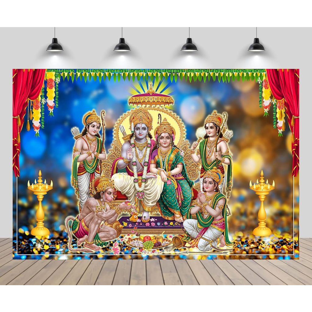 Indian Hindu God Backdrop Indian Ram Sita Hanuman Hindu God Ganesh ...