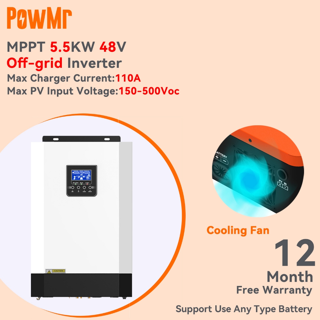 PowMr MPPT 3.5KW/5.5KW Solar Hybrid Inverter With Built-in 110A 500VDC ...