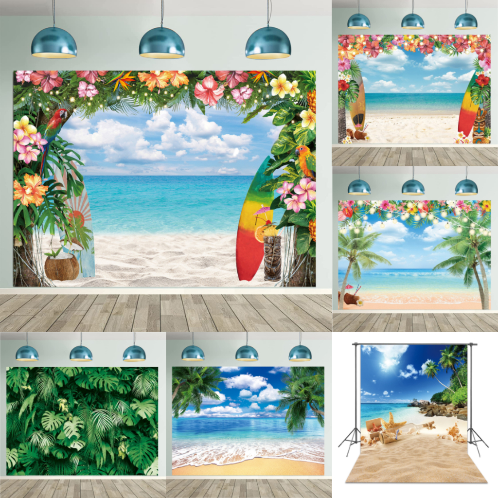 【Local Stock 】2.1*1.5m Tropical Luau Backdrop Summer Hawaii Beach ...